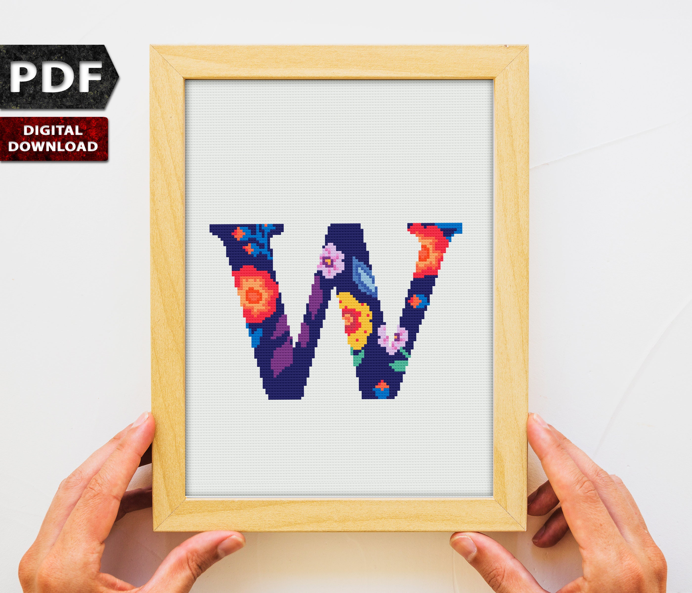 Cross Stitch Pattern Letter W Alphabet Pattern Monogram Letter W PDF ...