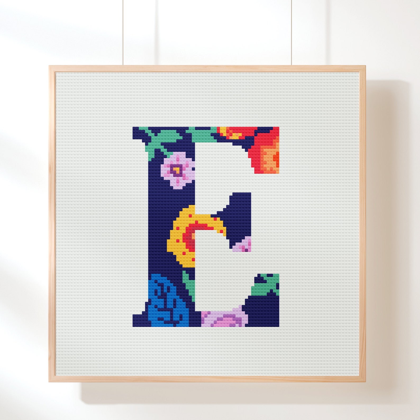 Cross Stitch Pattern Letter E - Alphabet Pattern | Floral Letter ...