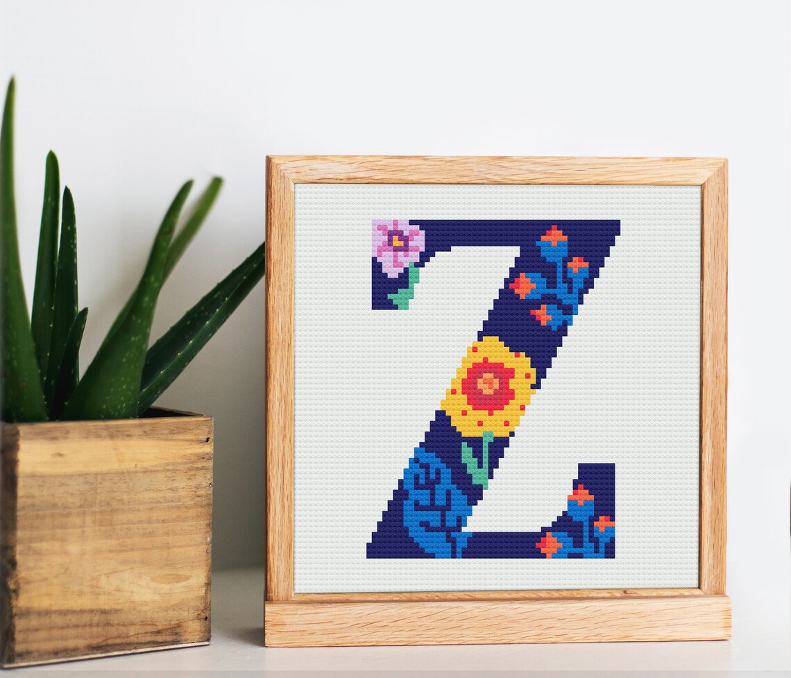 Cross Stitch Pattern Letter Z Alphabet Pattern Floral Letter PDF ...