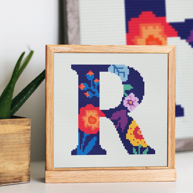 Cross Stitch Pattern Letter R Alphabet Pattern Floral - Etsy