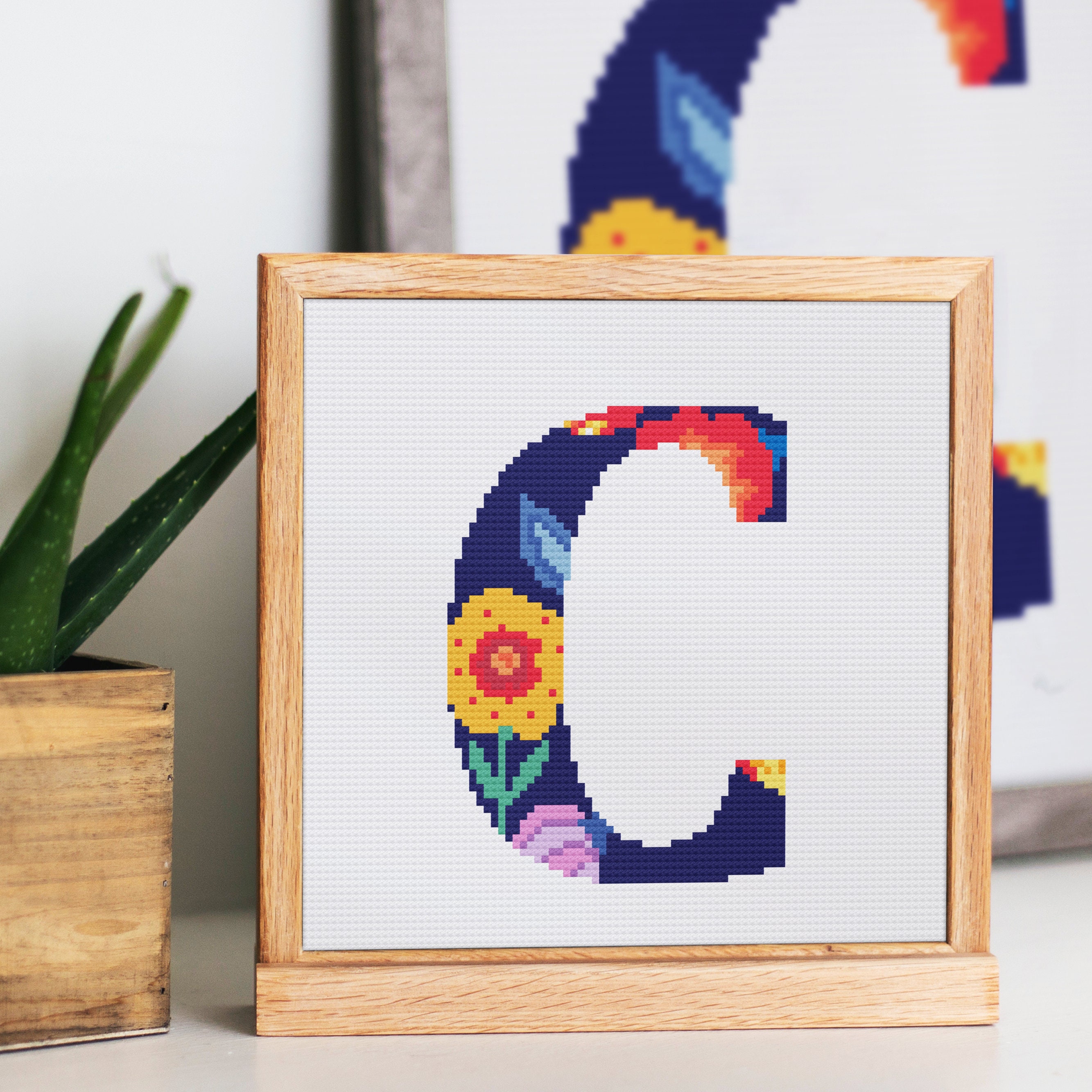 Cross Stitch Pattern Letter C Alphabet Pattern Floral Letter Monogram ...