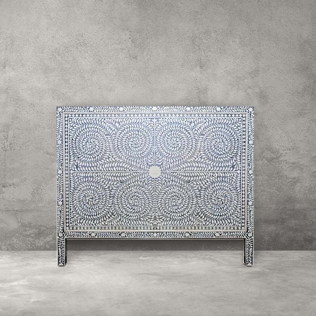 Handmade Bone Inlay Headboard in Gray - Etsy