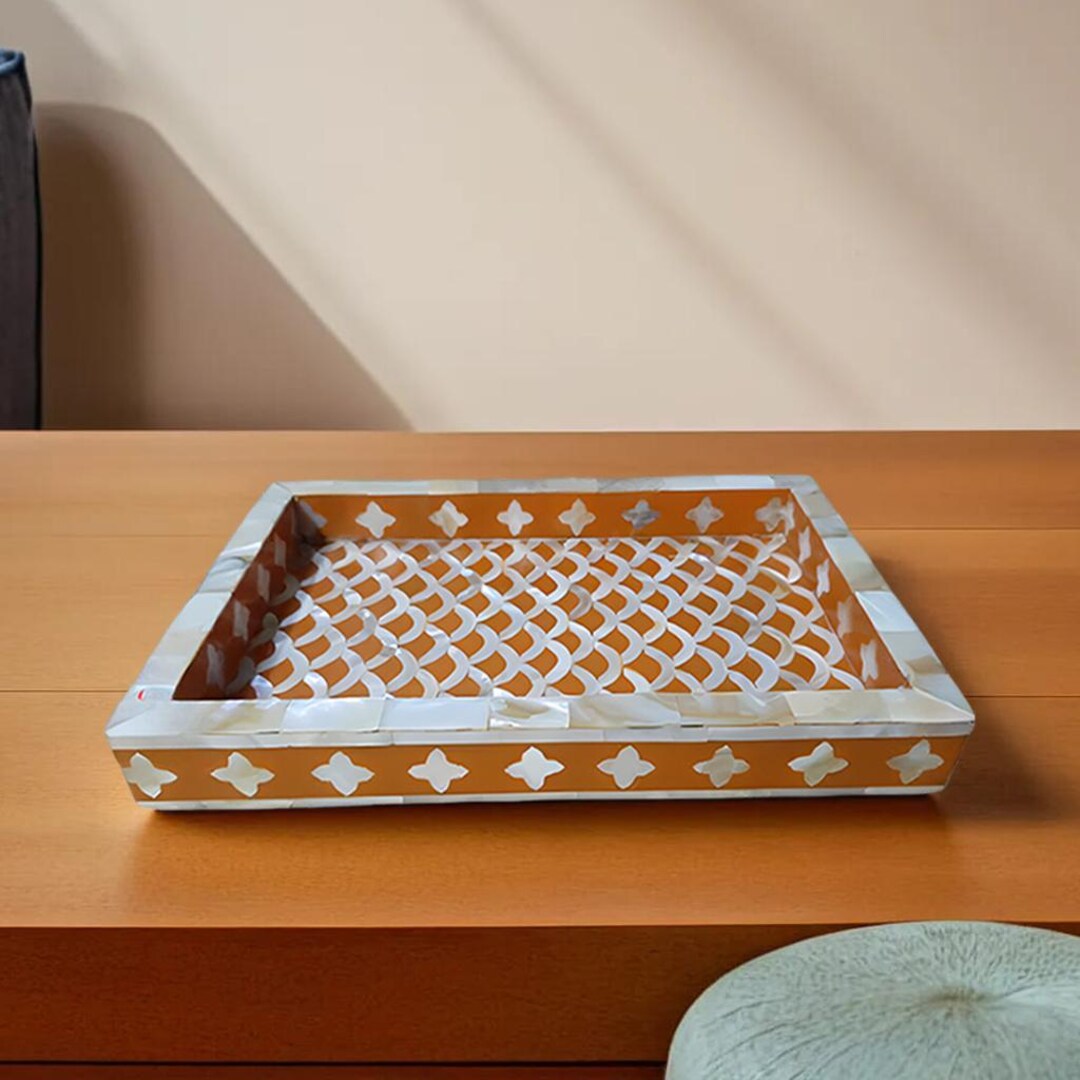 Handmade Mother of Pearl Inlay Fish Scale Pattern Rectangular Tray. - Etsy