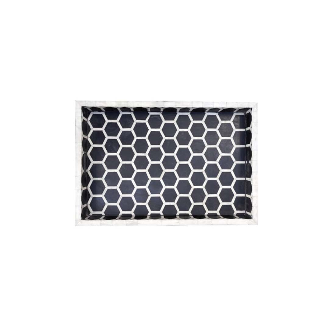 Handmade Bone Inlay Honeycomb Pattern Rectangle Tray Unique Decorative ...