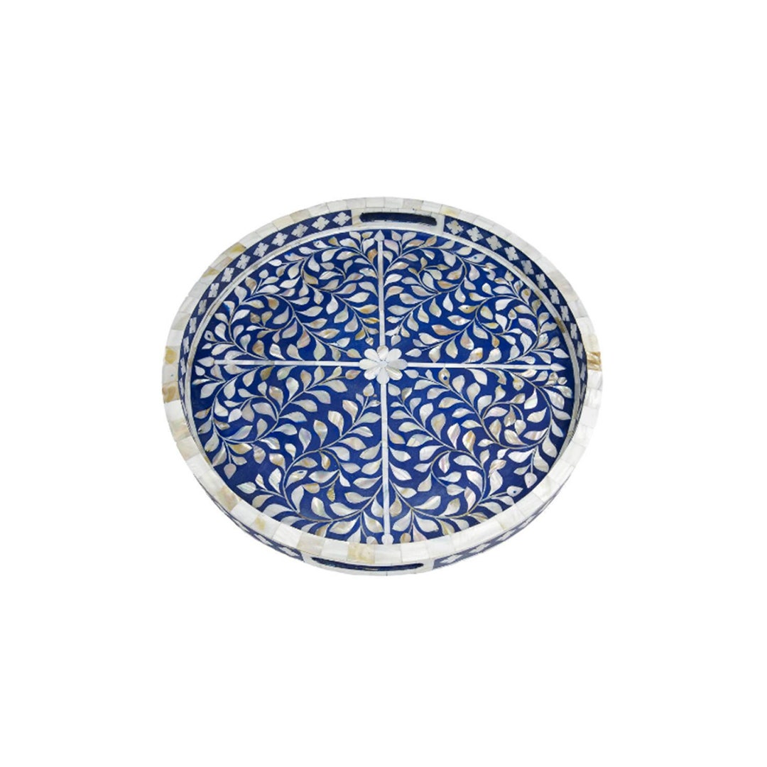 Mother of Pearl Inlay Blue Round Tray Best Gift for Any Occasion - Etsy