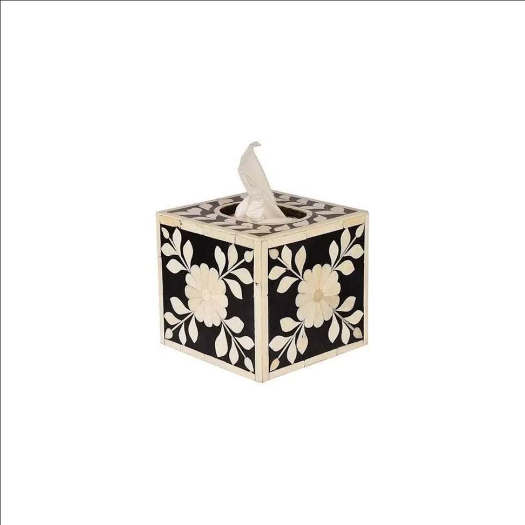 Handmade Bone Inlay Black Floral Pattern Tissue Box - Etsy