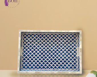 Bone Inlay Handmade Custom Made Fish Scale Pattern Serving Tray for ...
