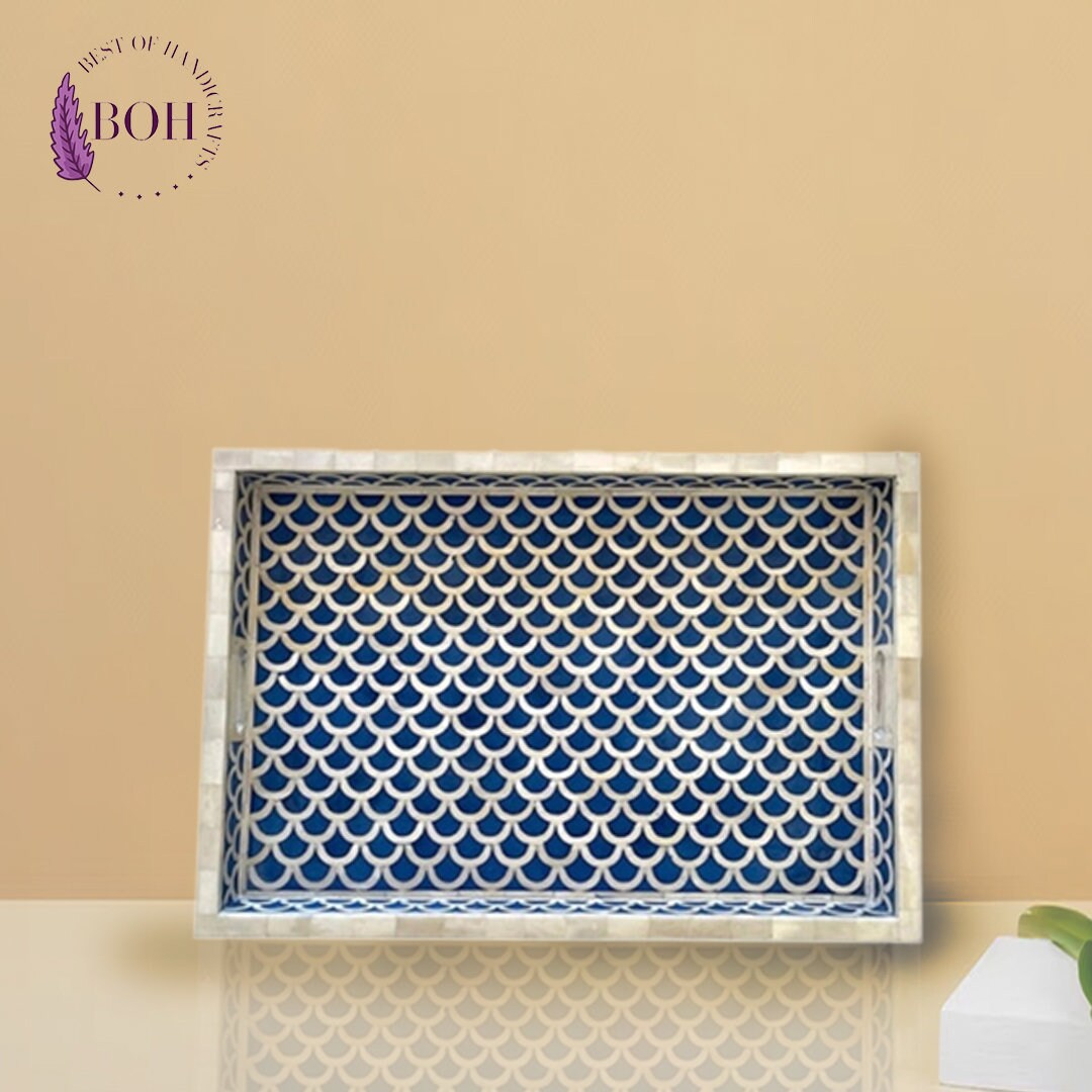 Handmade Bone Inlay Fish Scale Pattern Blue - Etsy