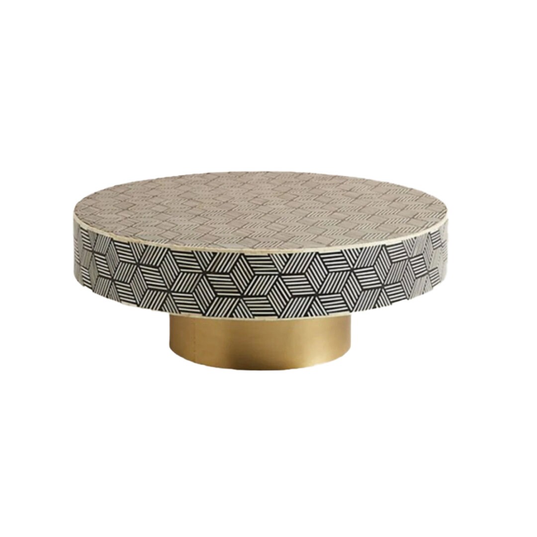 Buy Bone Inlay Handmade Round Black Coffee Table Gift for Home Decor ...