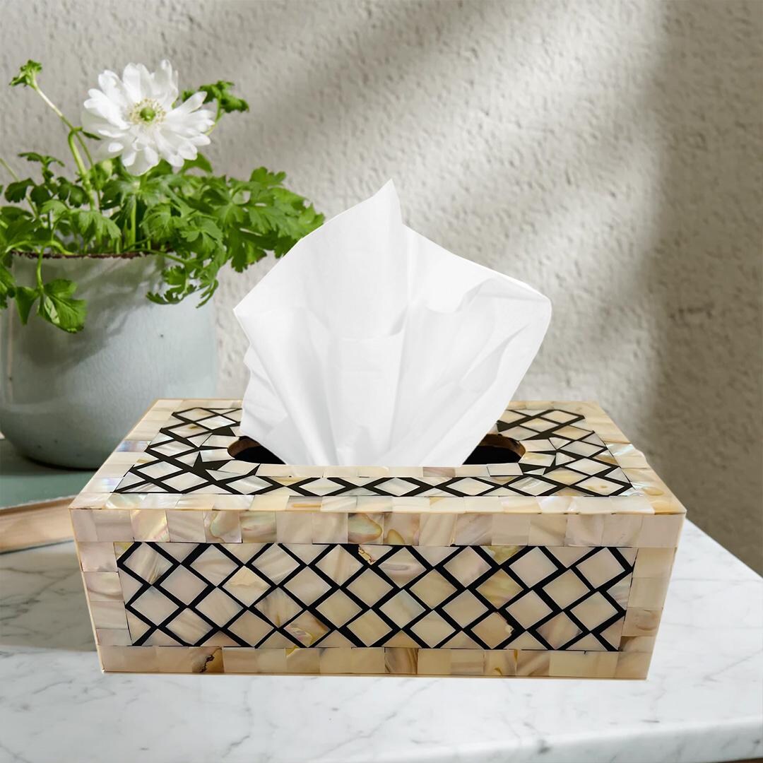 Handmade Mother of Pearl Inlay Tissue Box - Etsy