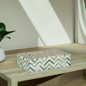 Bone Inlay Chevron Pattern Rectangle Jewelry Box -unique Christmas Gift ...