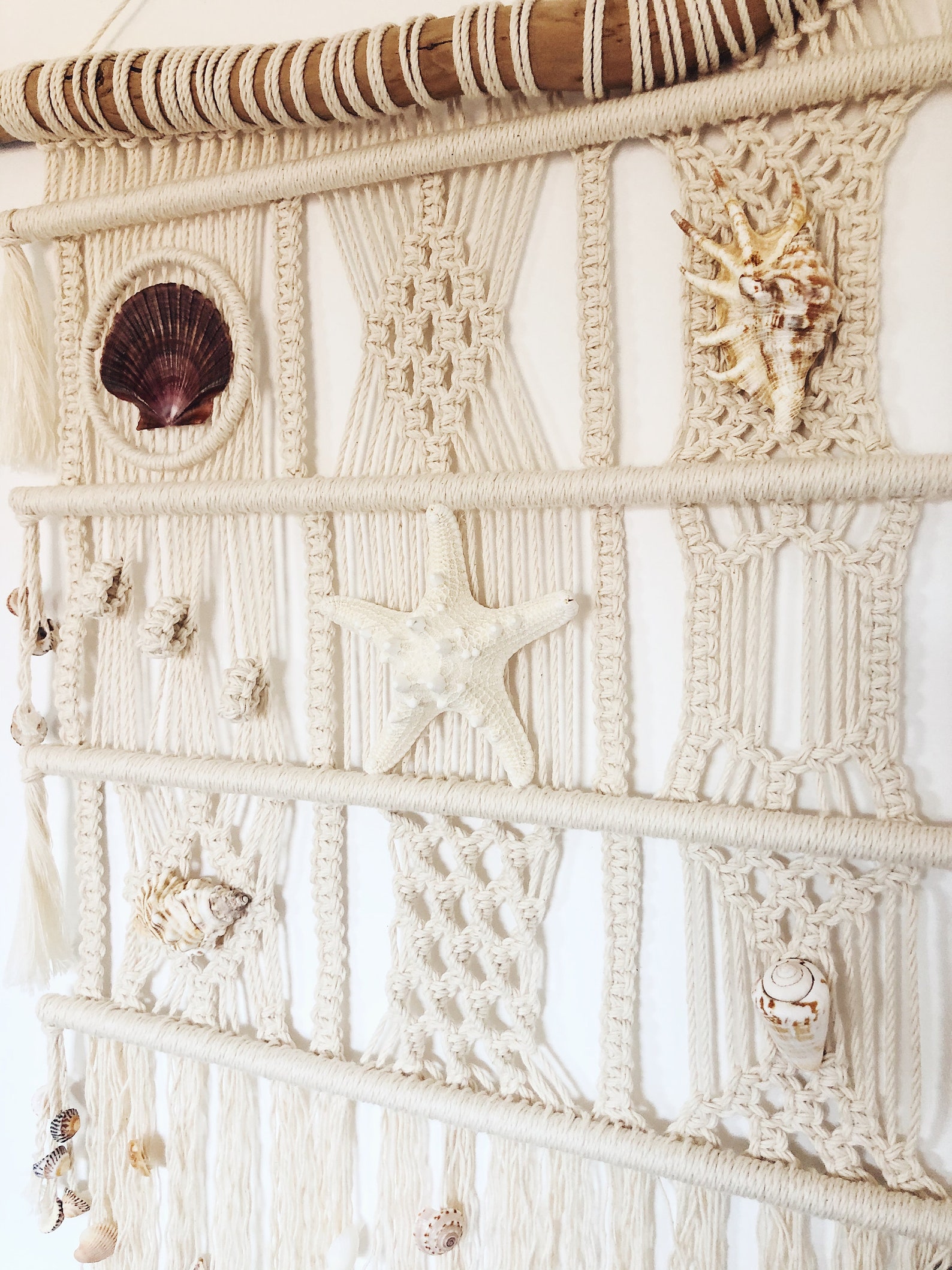 Beach Style Macrame Wall Hanging With Seashells Starfish - Etsy Australia