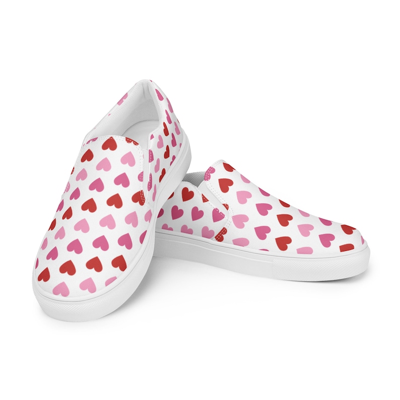 Women's Valentine's Day Vans Style Shoes | Heart Print Vans | Valentine ...