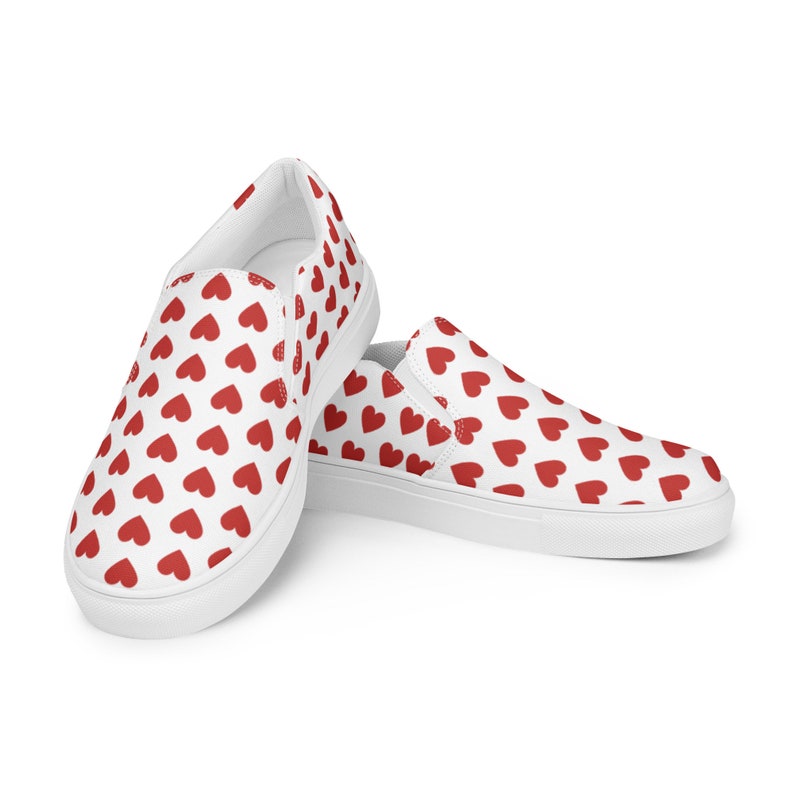 Women's Valentine's Day Vans Style Shoes | Heart Print Vans | Valentine ...