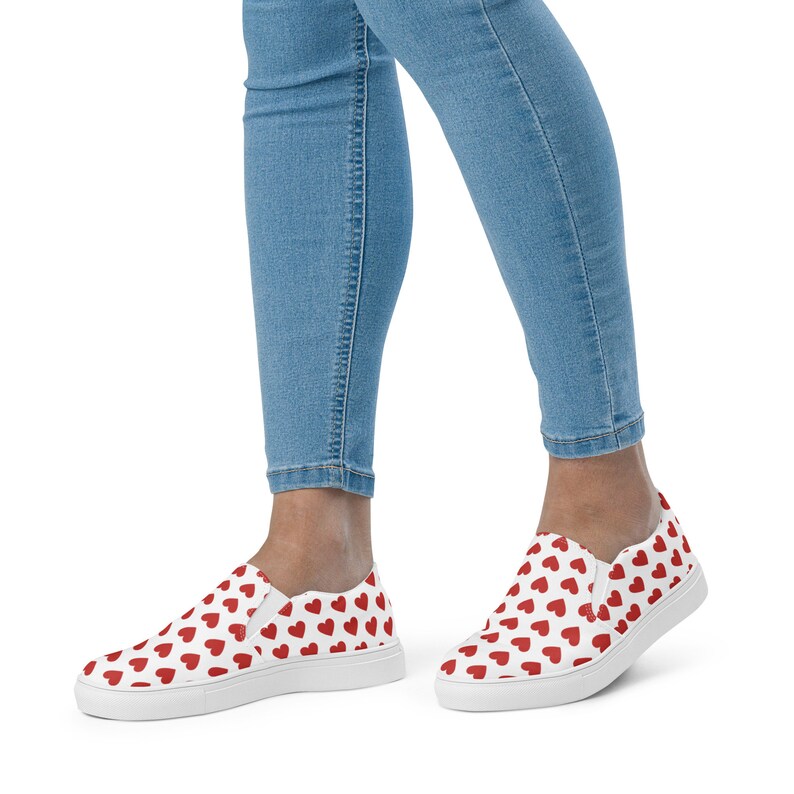 Women's Valentine's Day Vans Style Shoes | Heart Print Vans | Valentine ...