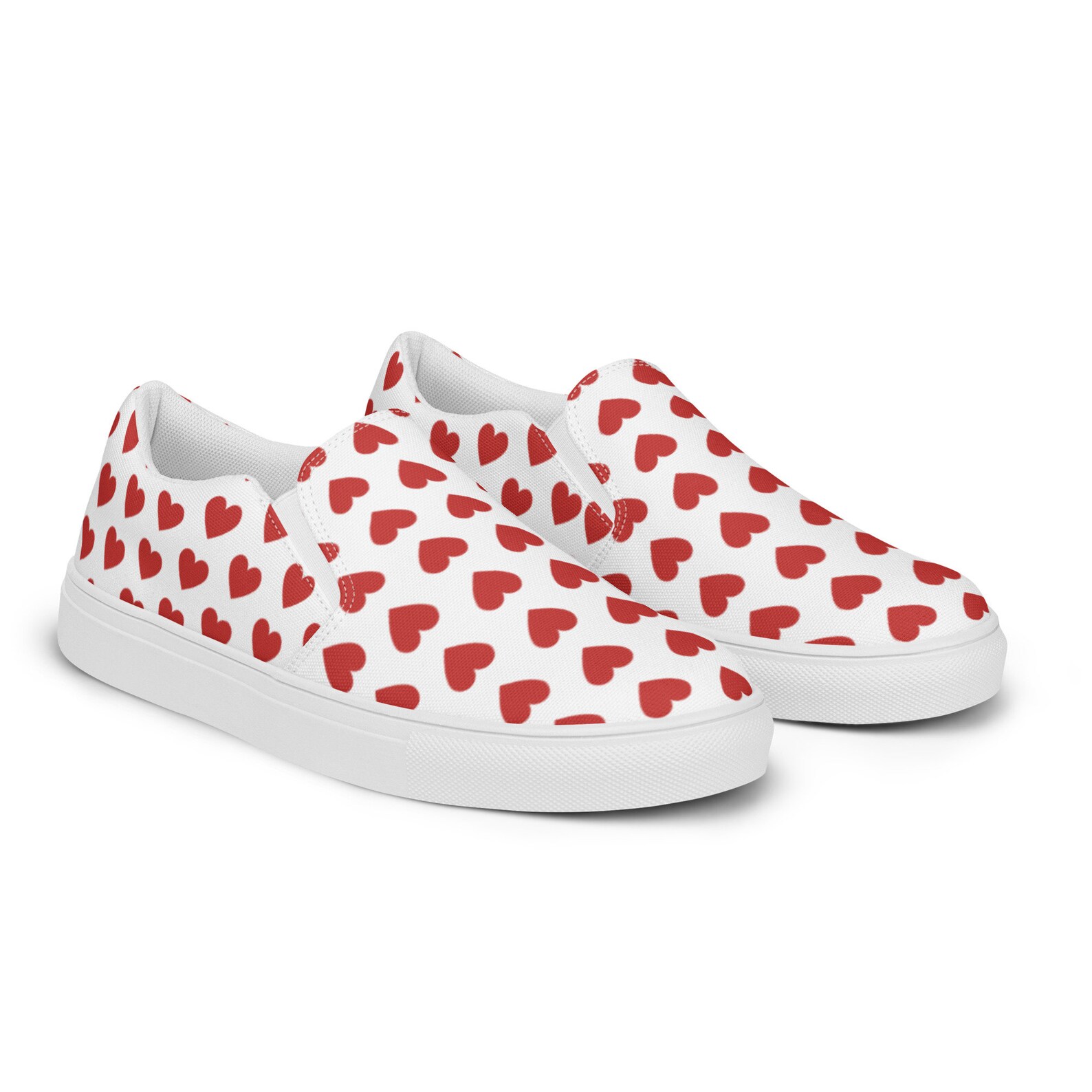 Women's Valentine's Day Vans Style Shoes | Heart Print Vans | Valentine ...