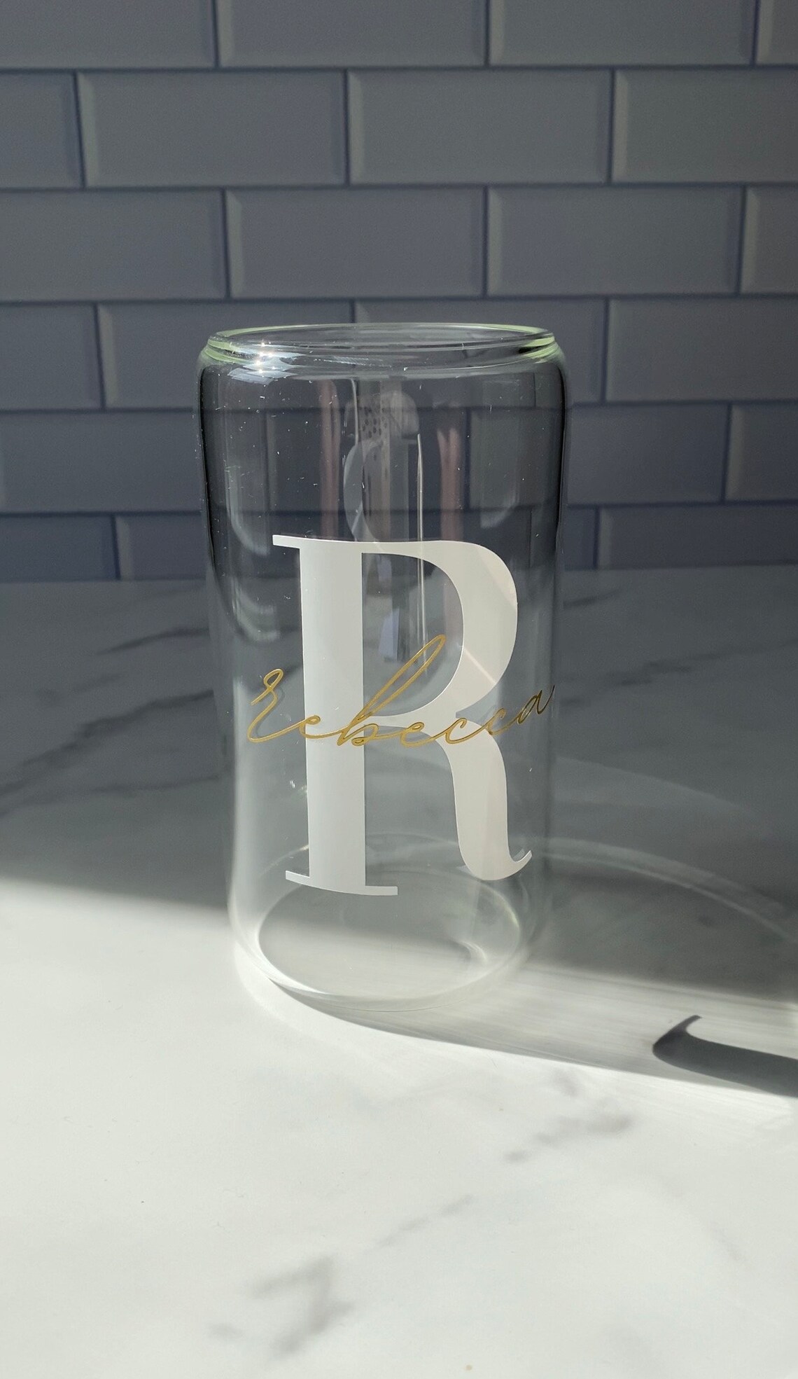 Personalized Monogram Name and Initial Glass Cup | Coffee Glass With ...