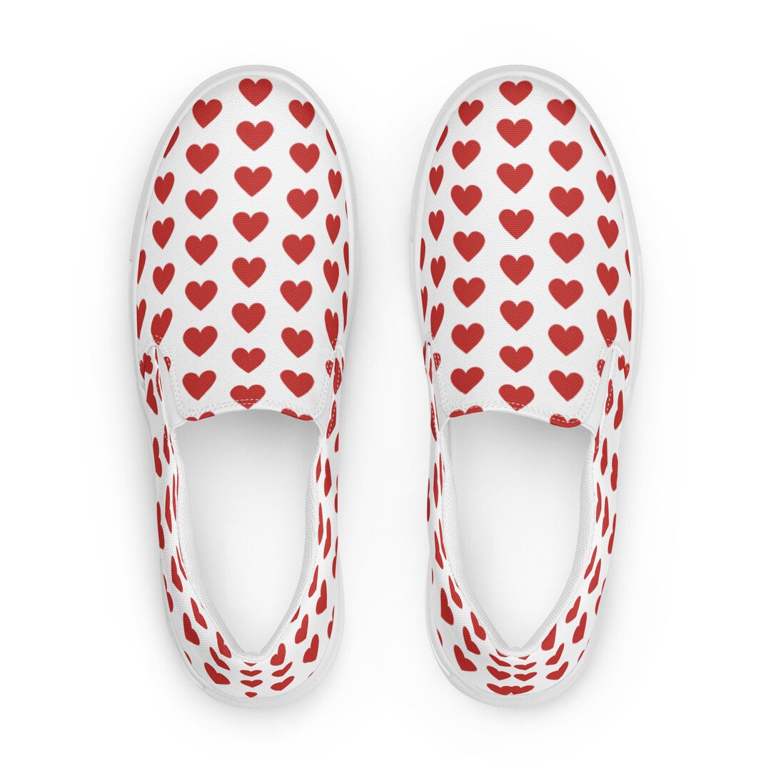 Women's Valentine's Day Vans Style Shoes | Heart Print Vans | Valentine ...