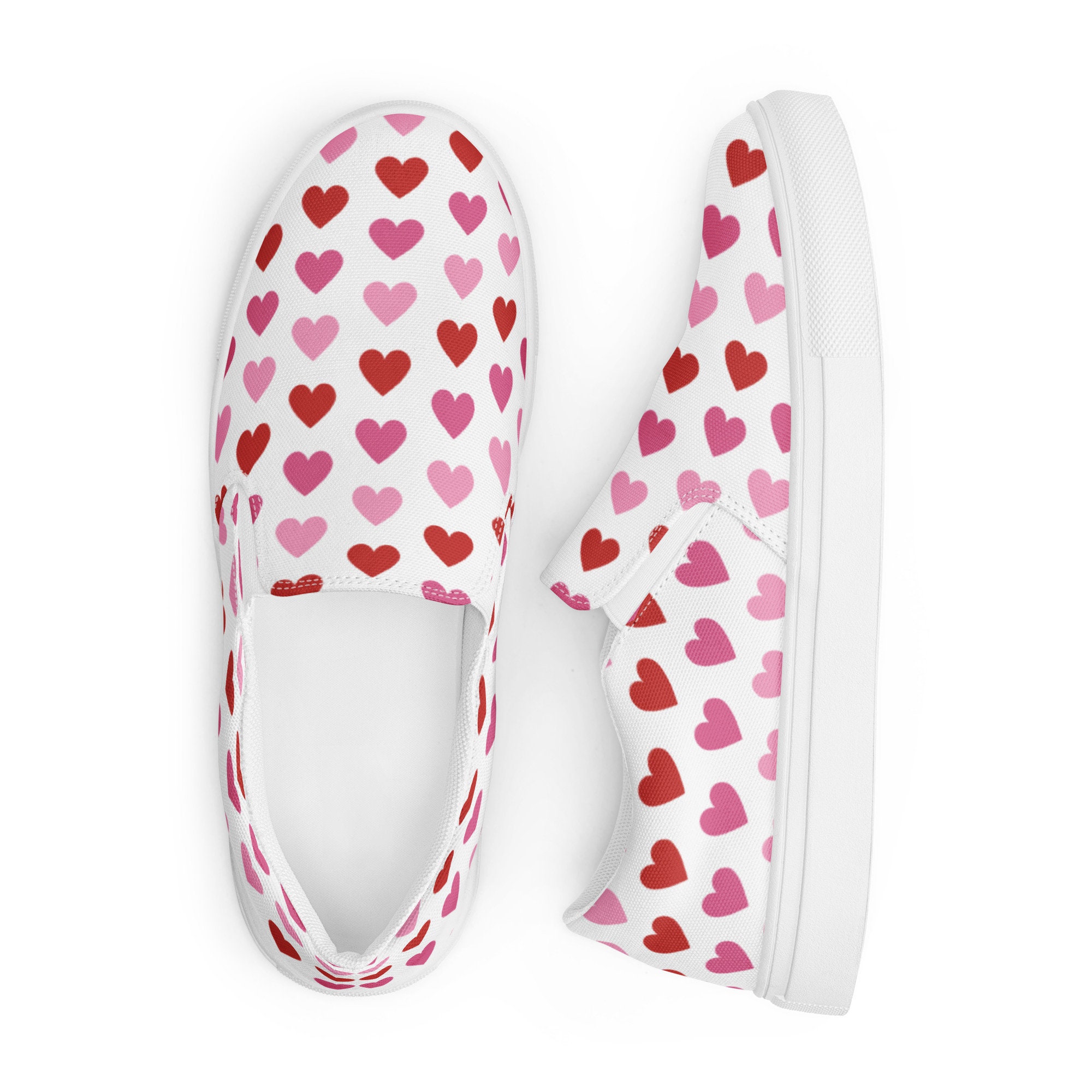 Women's Valentine's Day Vans Style Shoes | Heart Print Vans | Valentine ...