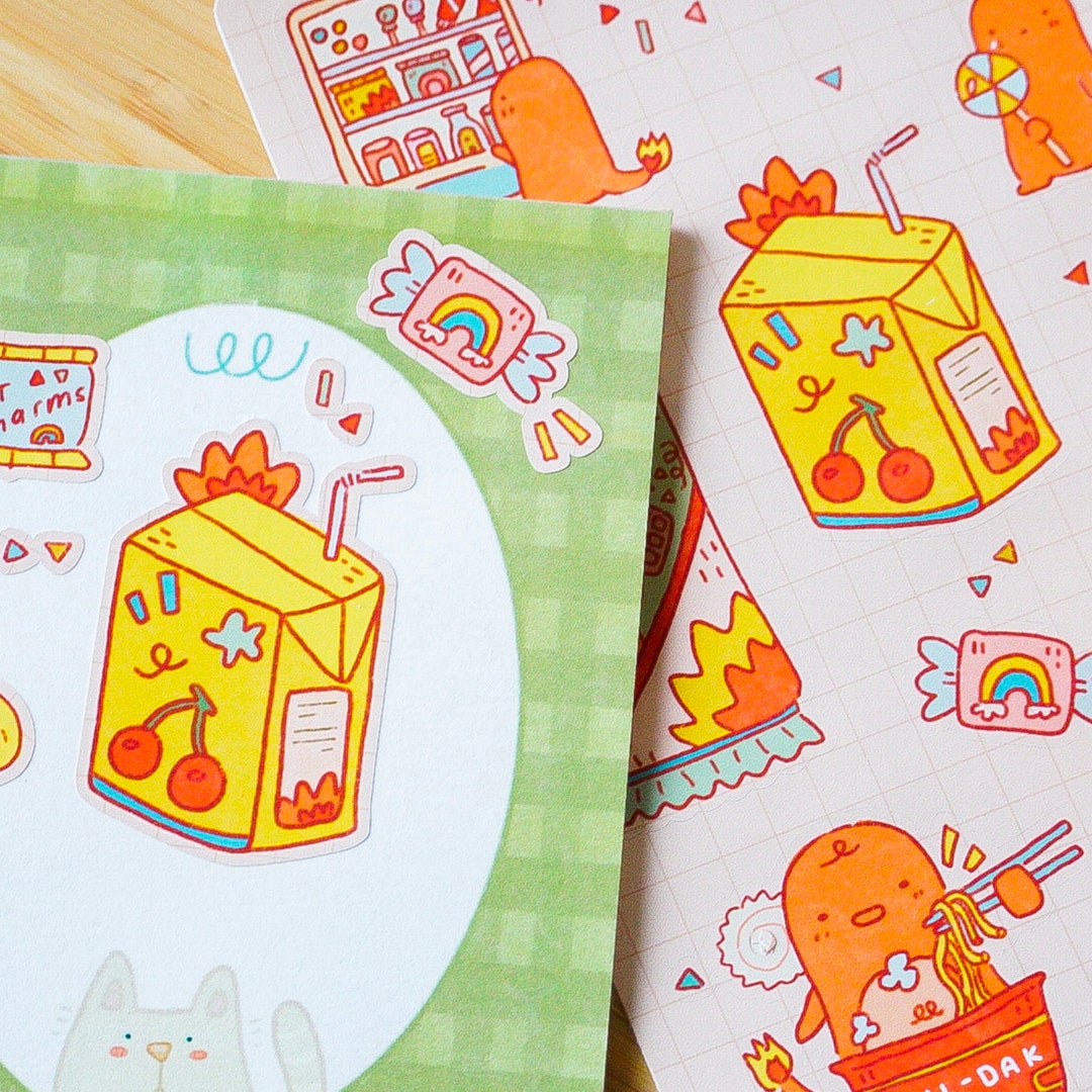 Cute Snack Sticker Sheet - Etsy