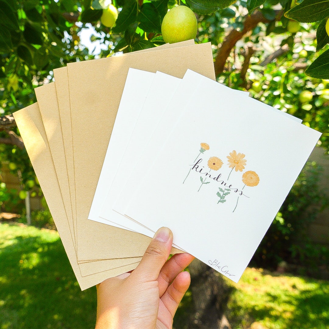 Floral Kindness Cards - Set of 4, Comes With Envelopes - Etsy