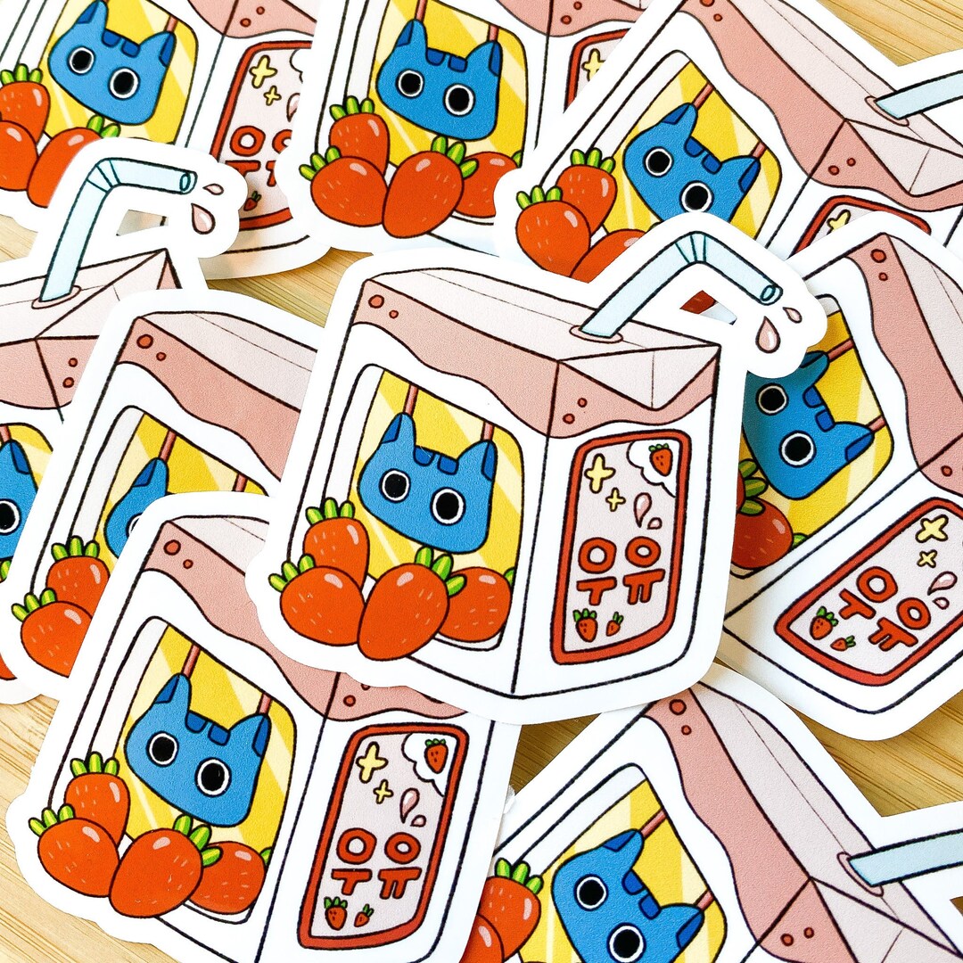 Strawberry Milk Vinyl Sticker - Etsy