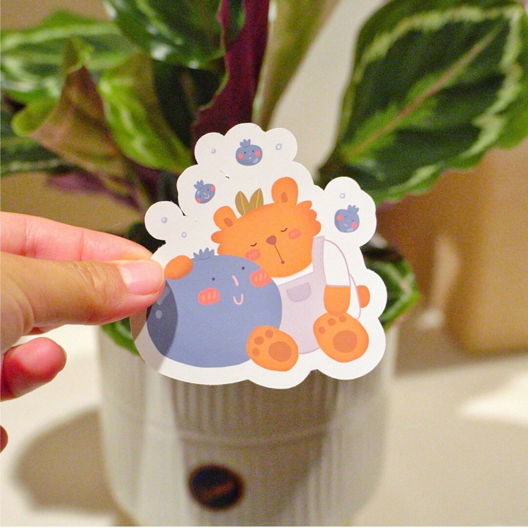 Cute Blueberry Bear Sticker ~ Waterproof - Etsy