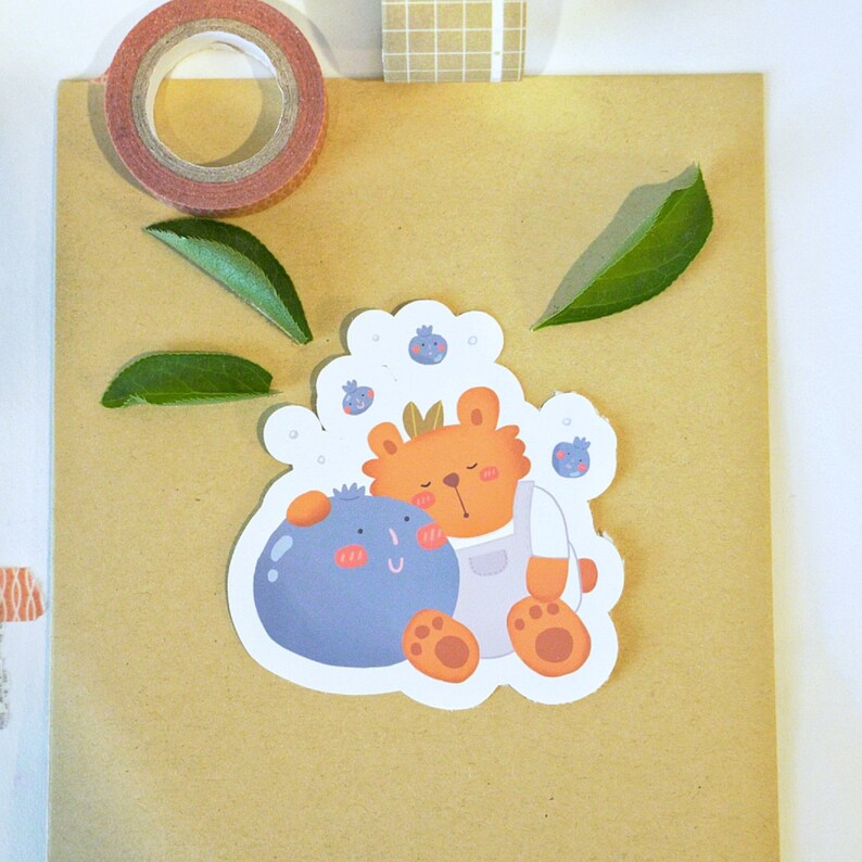 Cute Blueberry Bear Sticker ~ Waterproof - Etsy