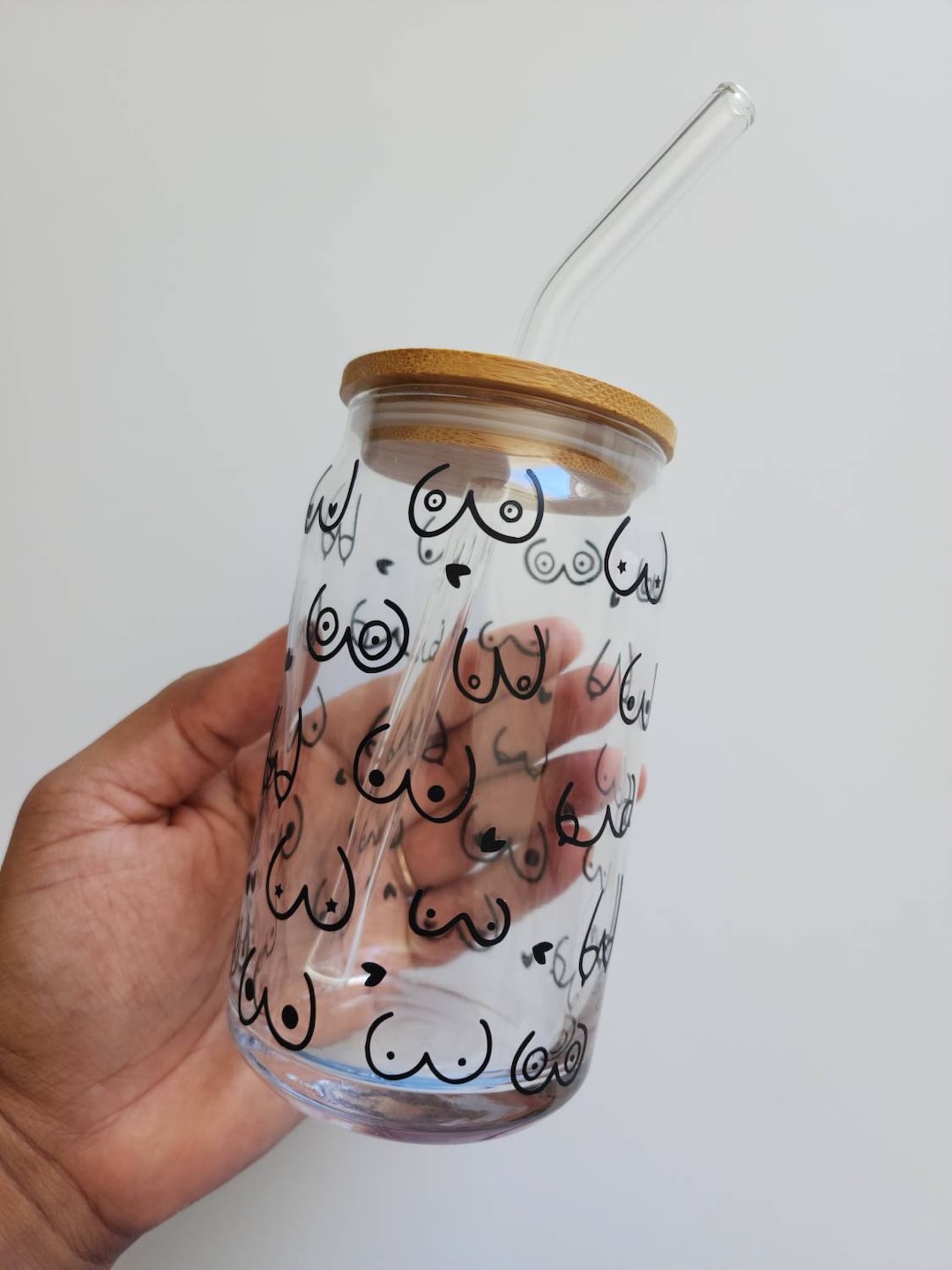 Boob Libbey Can Glass Cup|humor Cups|glass Cups|mom Gifts|personalized ...