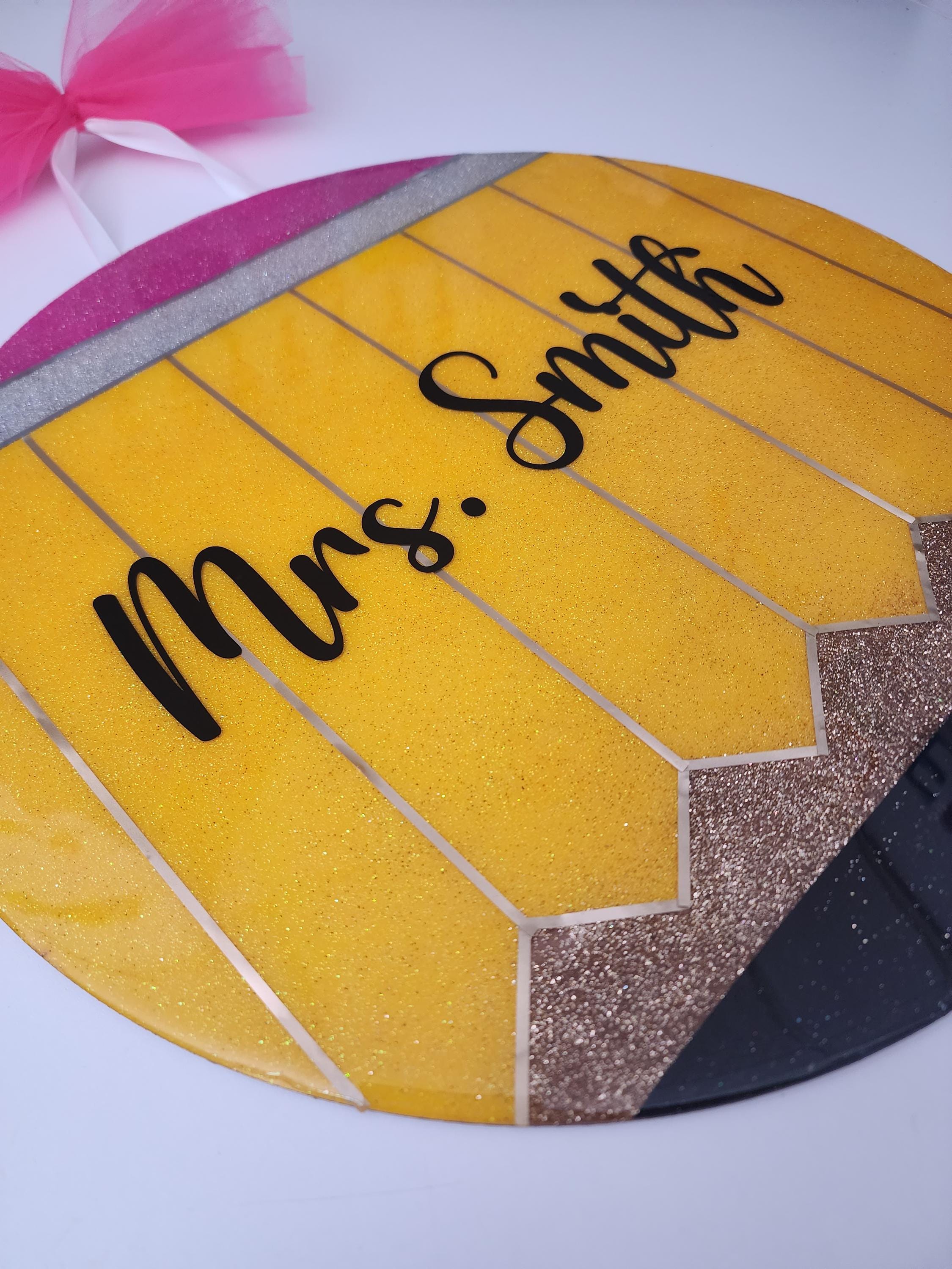 Classroom Door Sign | Teacher Door Sign | Pencil Door Sign | Glitter ...
