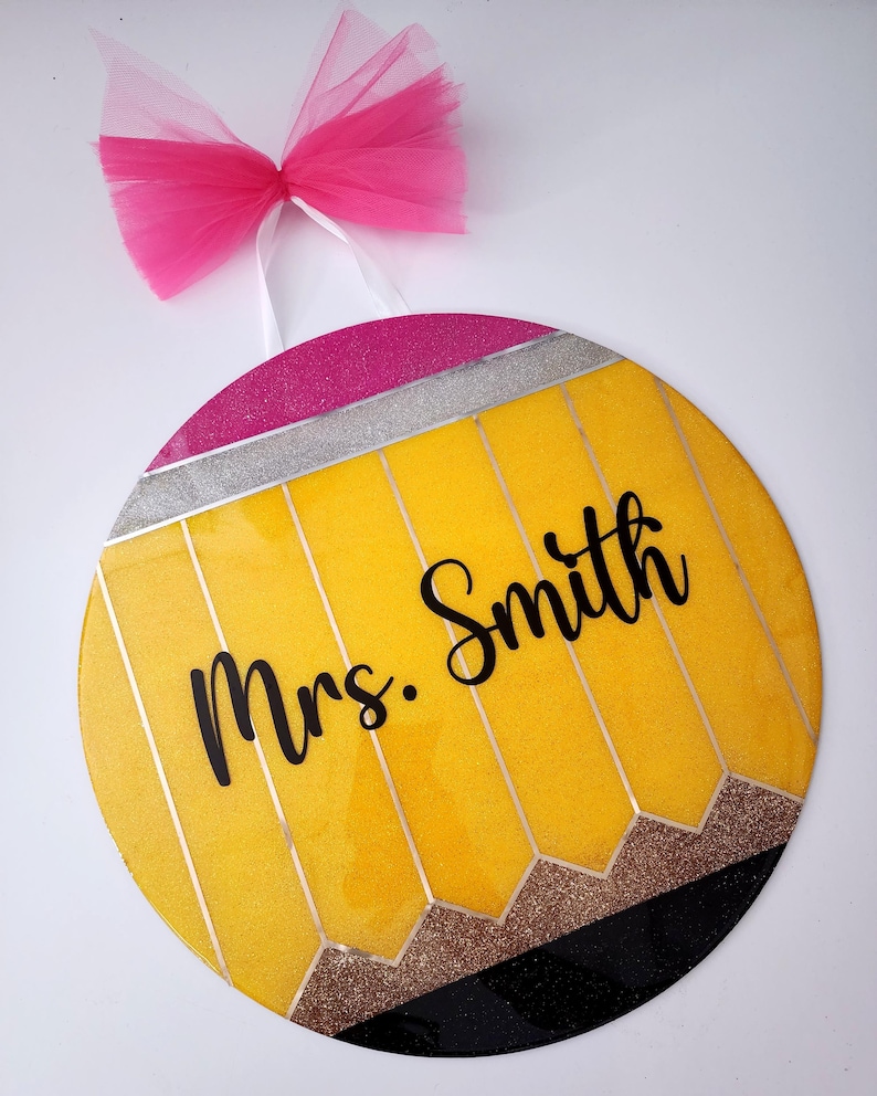 Classroom Door Sign | Teacher Door Sign | Pencil Door Sign | Glitter ...
