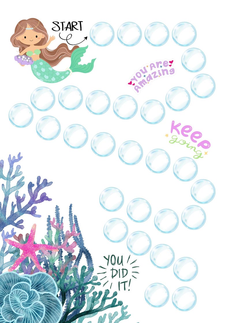 Mermaid Bubble Reward Chart, Toilet Training Sticker Chart, Positive ...