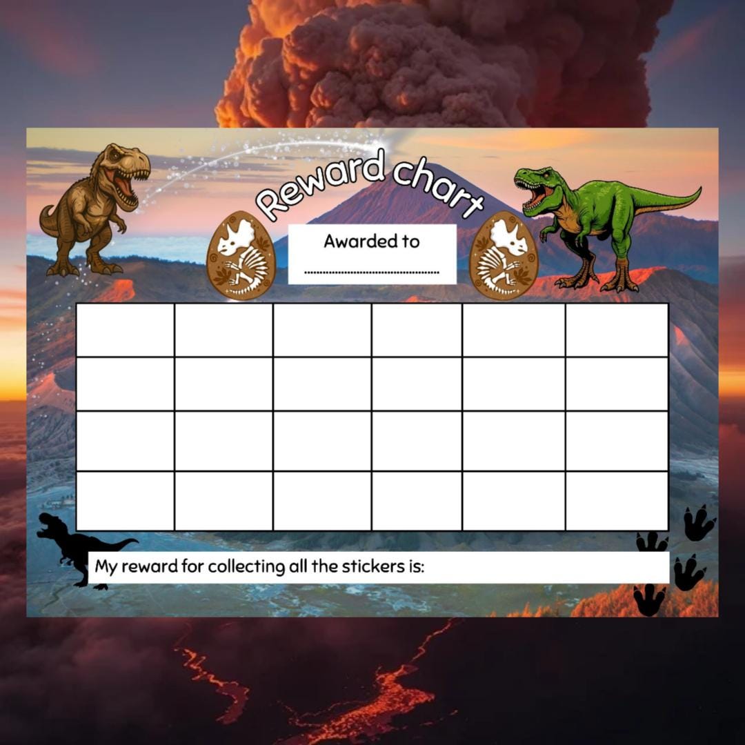Incentive Dinosaur Volcano Reward Chart: Chores, Potty Training ...