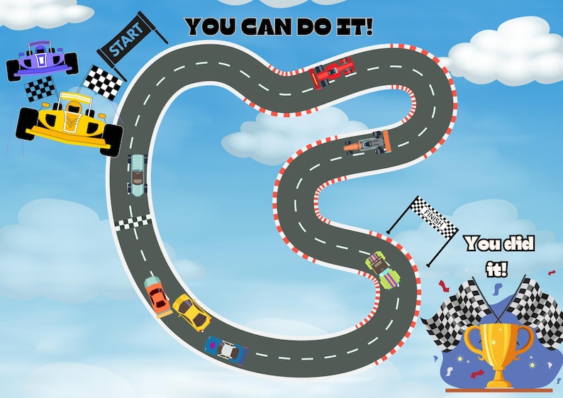 Race Track Reward Chart: Kids' Behavior, Potty Training (PDF Digital ...