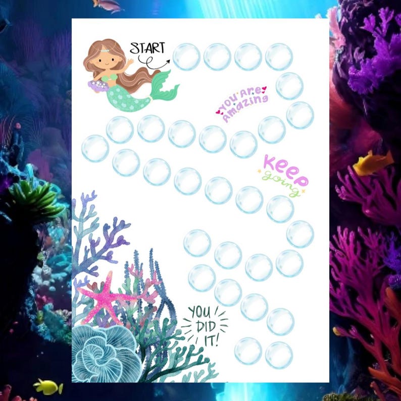 Mermaid Bubble Reward Chart, Toilet Training Sticker Chart, Positive ...
