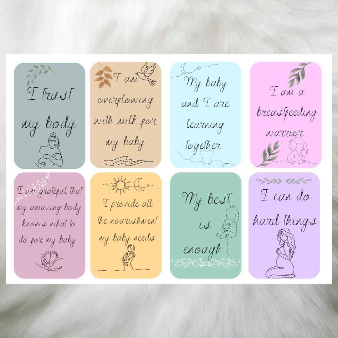 Breastfeeding Affirmation Cards Positive Thoughts Mindfulness (digital ...