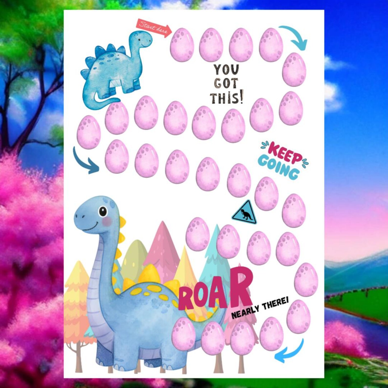 Pink Dinosaur Reward Chart: Kids' Positive Behavior, Potty Training ...