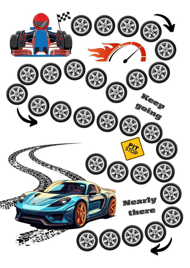 Racing Track Reward Chart, Toilet Training Sticker Chart, Positive ...