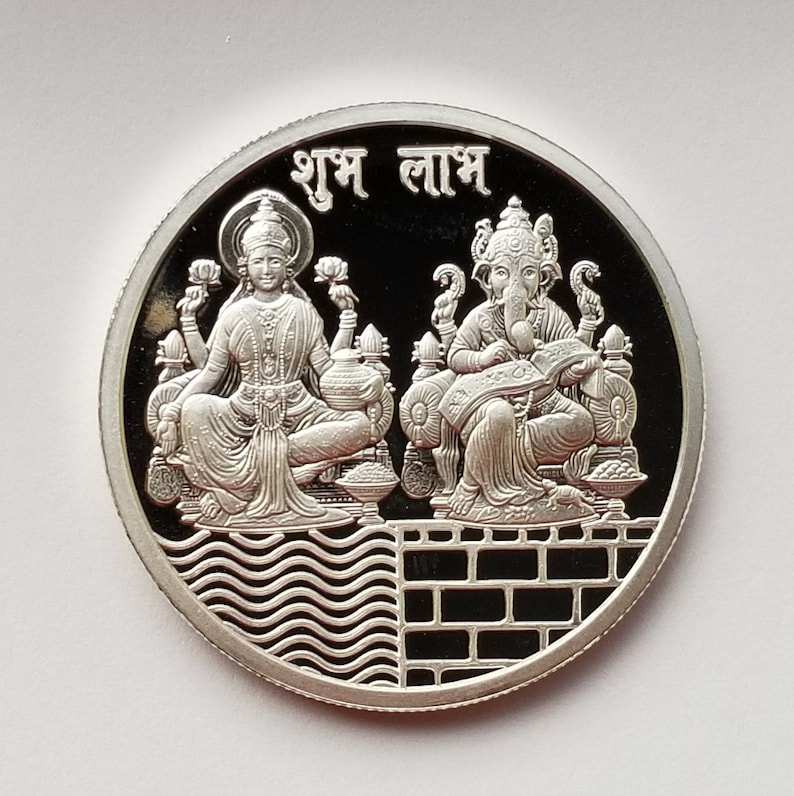 Laxmi Ganesh 1 Oz. Pure Silver Round Coin 999 Purity - Etsy
