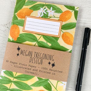 Citrus Fruit Notebooks | Orange, Lemon, Peach | 48 Plain Page Notebook ...