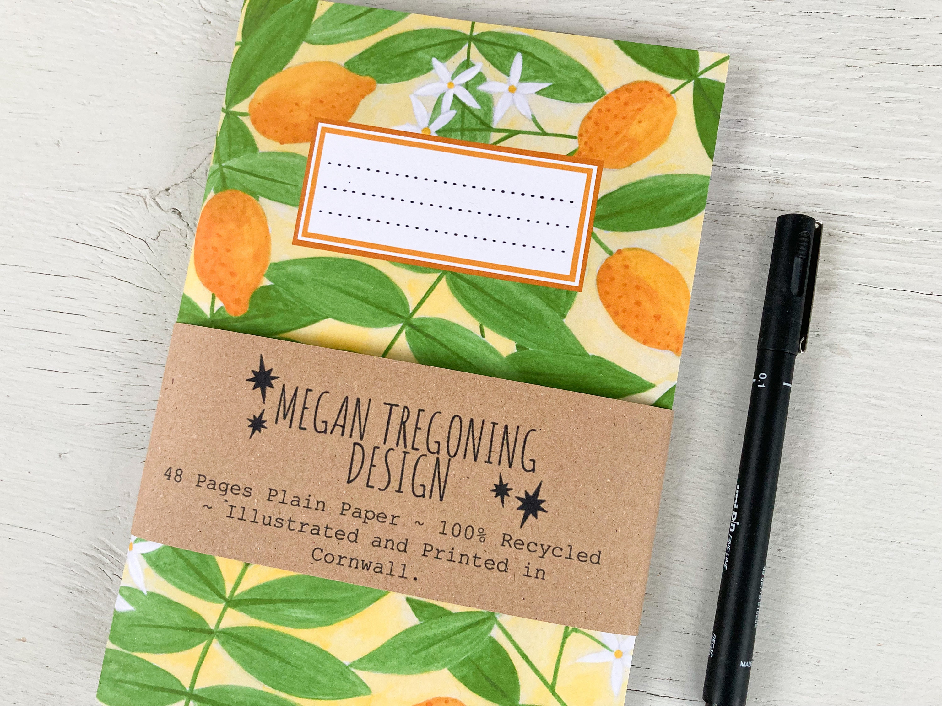 Citrus Fruit Notebooks Orange Lemon Peach 48 Plain Page Notebook Floral ...
