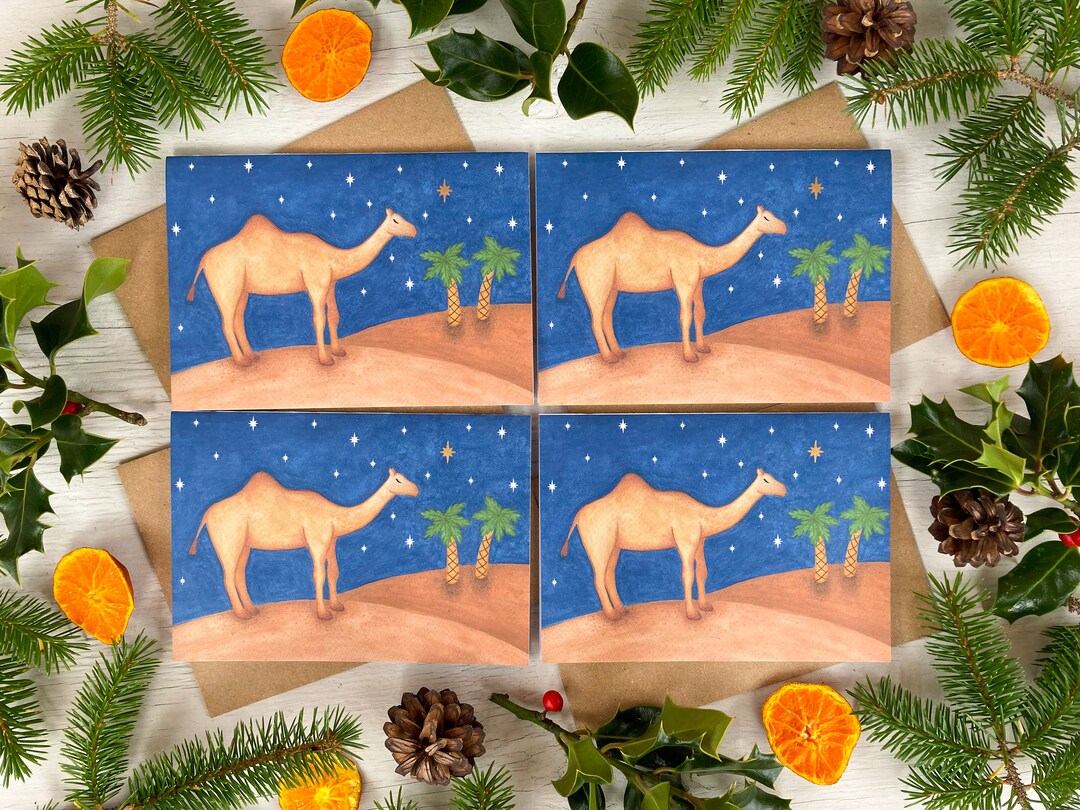 Handmade Cute Camel Christmas Card Set Festive Holiday Greeting Cards ...