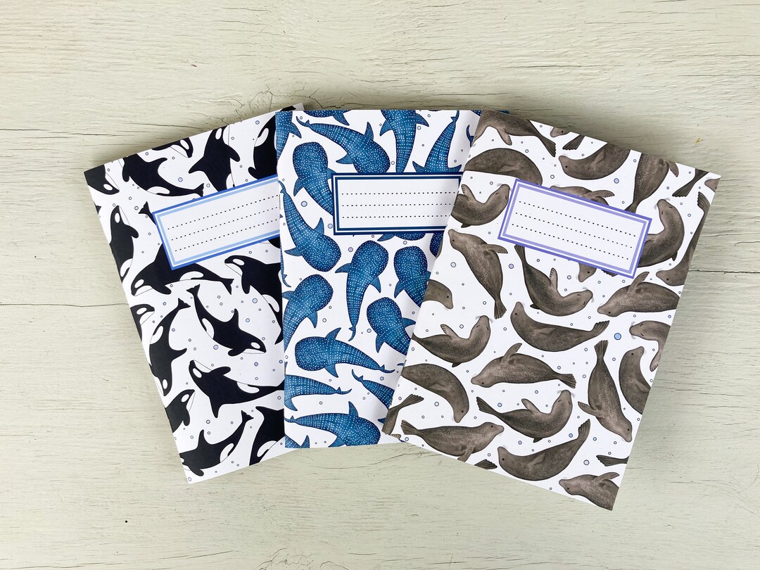 Sea Life Notebook Bundle | Whale Shark | Orca | Seal | 48 Plain Page ...