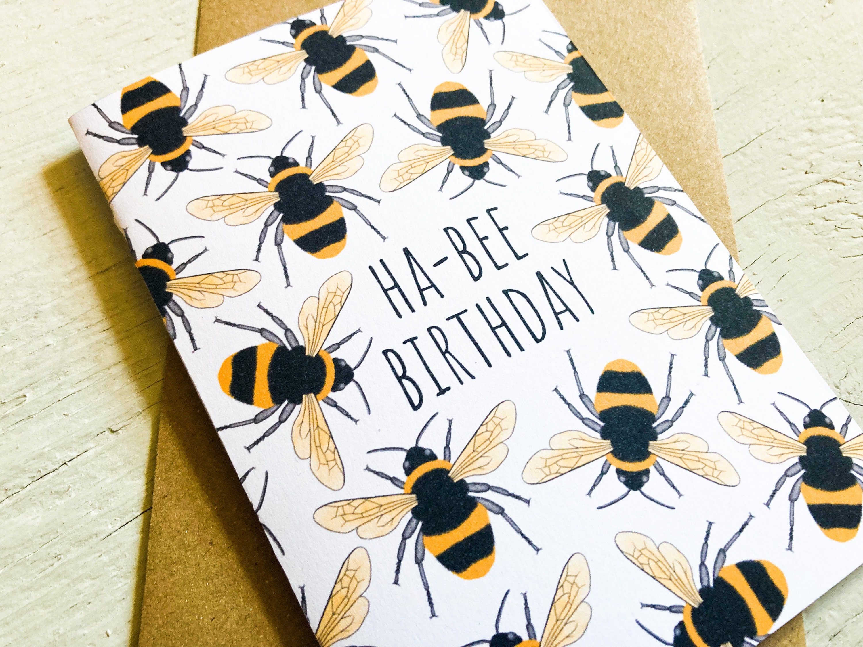 Bee Birthday Card Bumblebee Card Bee Illustration Bee Art Card Greeting ...