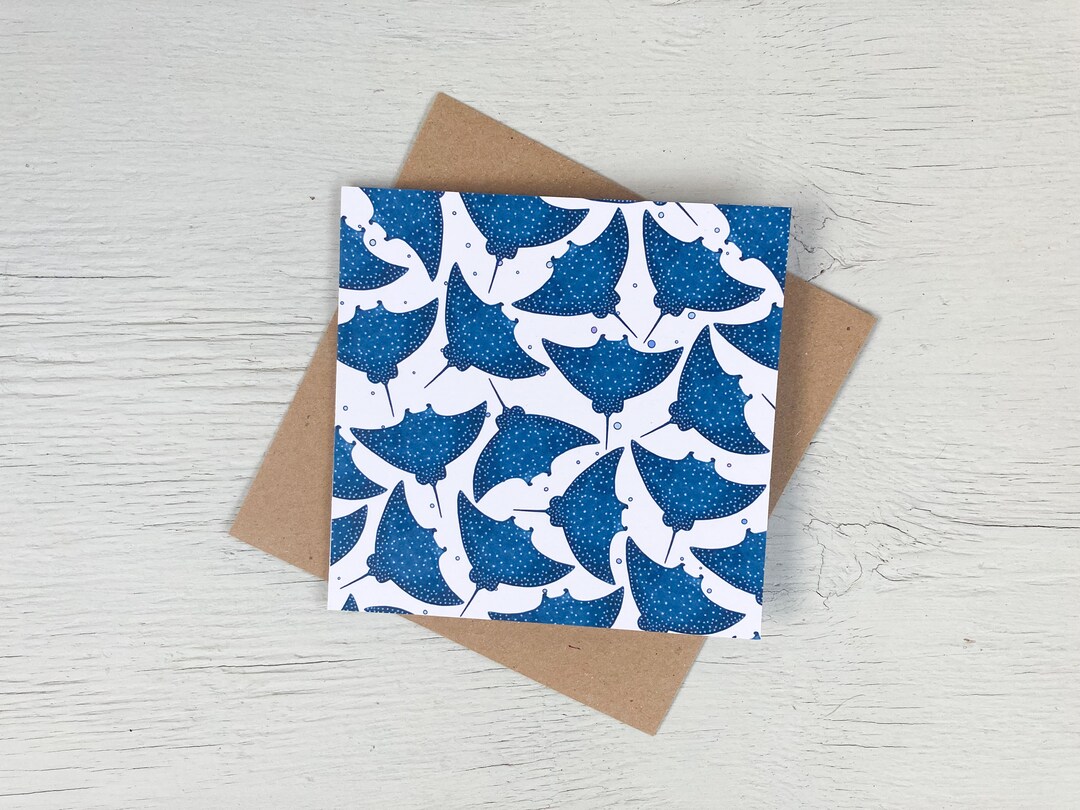 Manta Ray Greeting Card | Illustrated Sea Life Card | Marine Biology ...