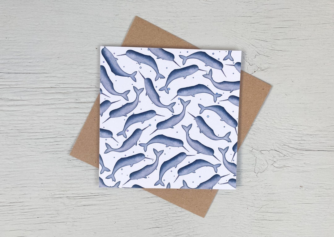 Narwhal Sea Life Greeting Card - Etsy