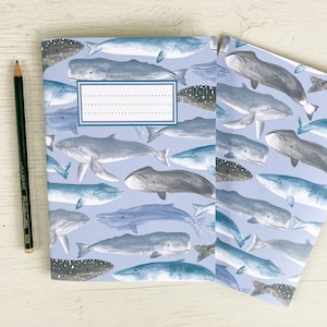 Baleen Whale A5 Recycled Notebook | 48 Plain Pages | Sea Life Notebook ...