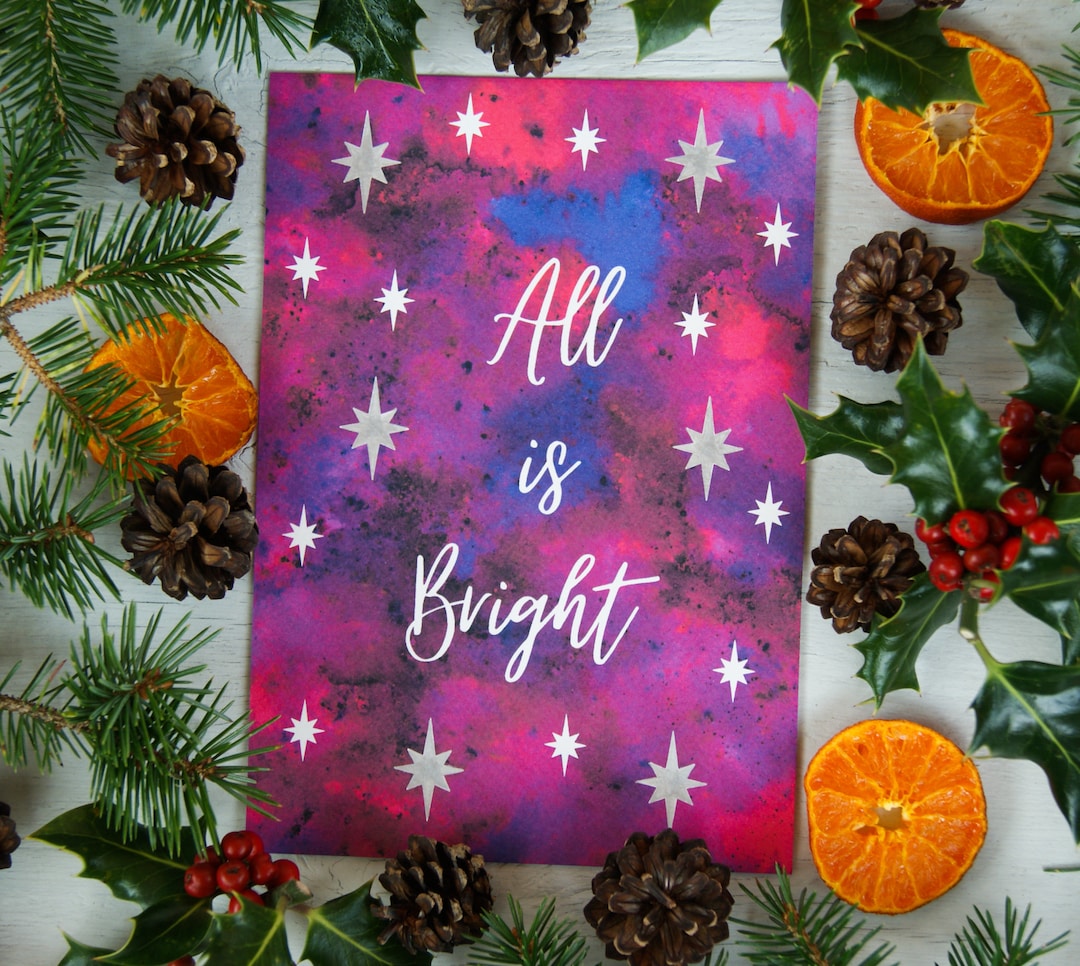 All is Bright Christmas Star Print Christmas Decor Christmas Wall Art ...