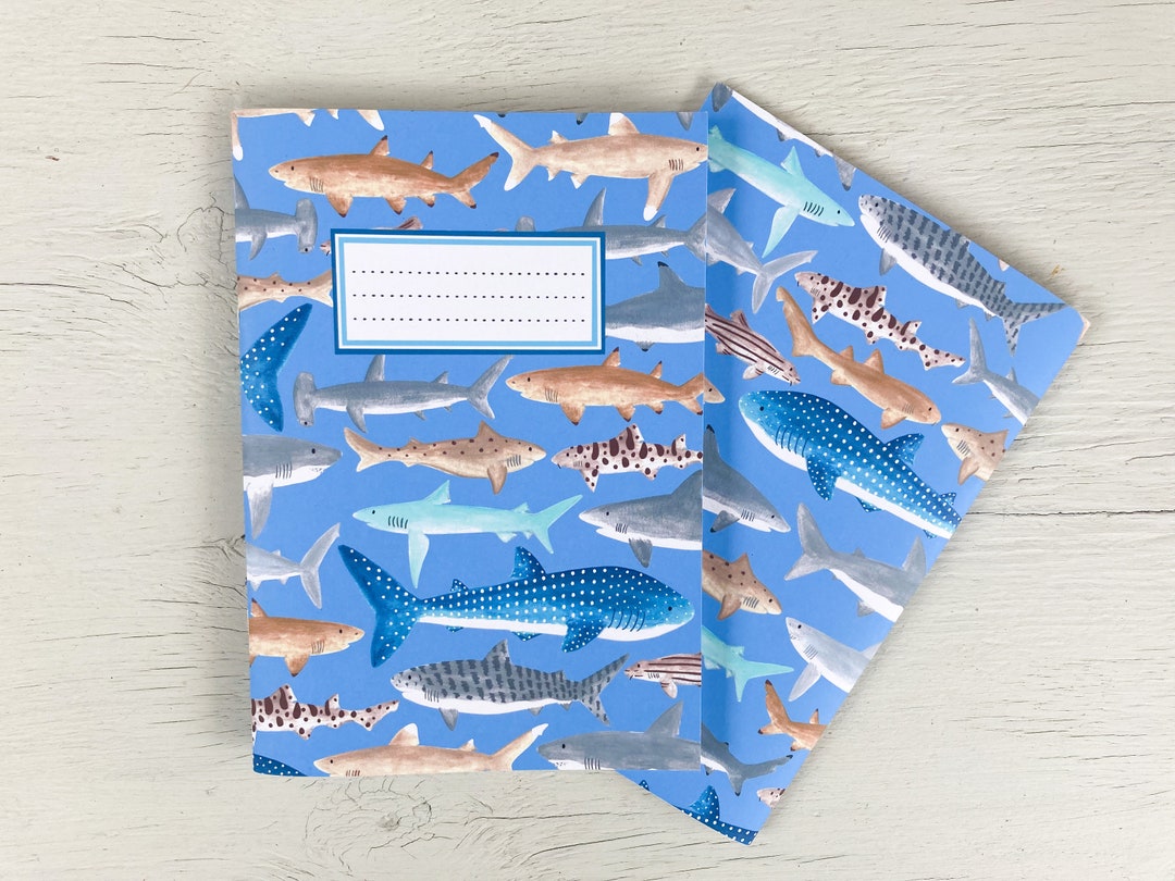 Shark A5 Recycled Notebook | 48 Plain Pages | Sea Life Notebook ...