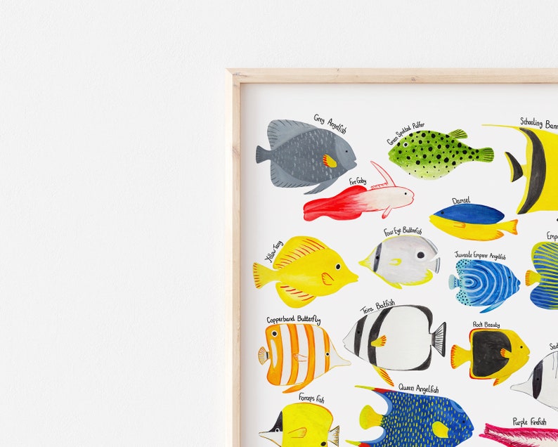 Types of Fish Poster Fish Species Poster Tropical Fish Print Great ...